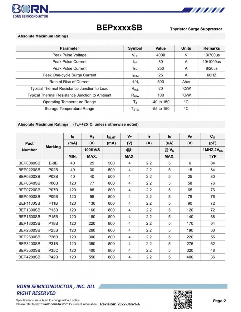 BEP0640SB datasheet page 2
