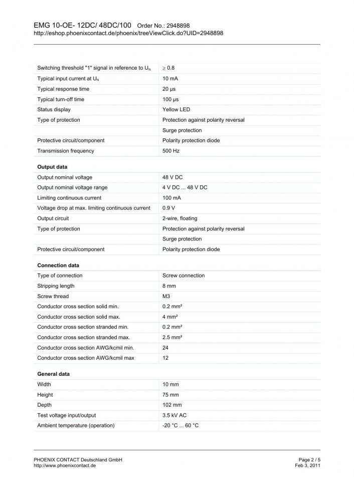 Phoenix Contact 2948898 technical document page 2