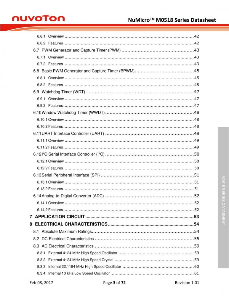 M0518 Series datasheet page 3