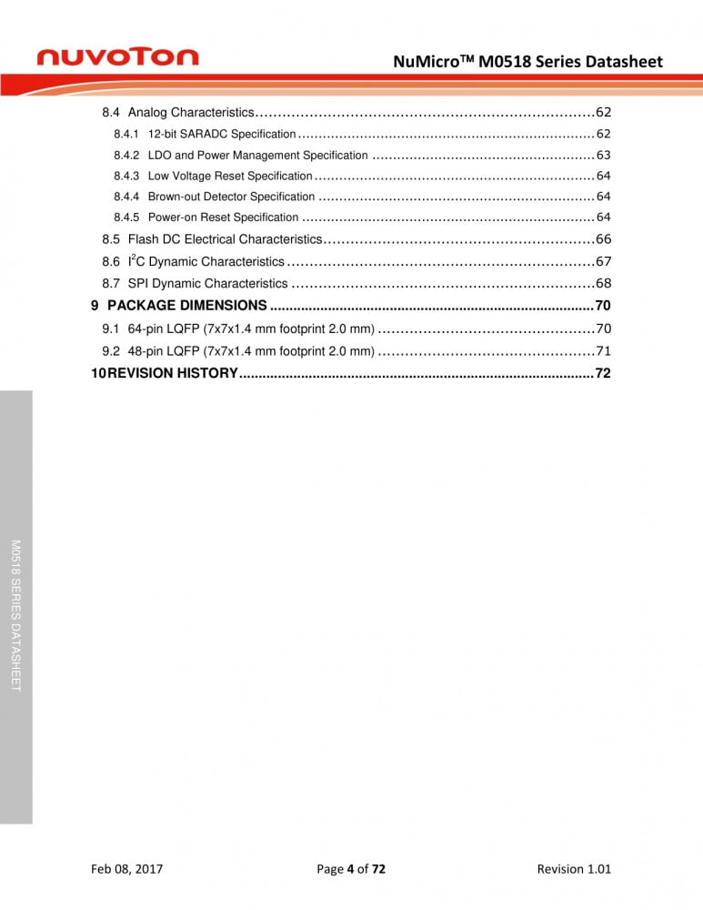 M0518 Series datasheet page 4