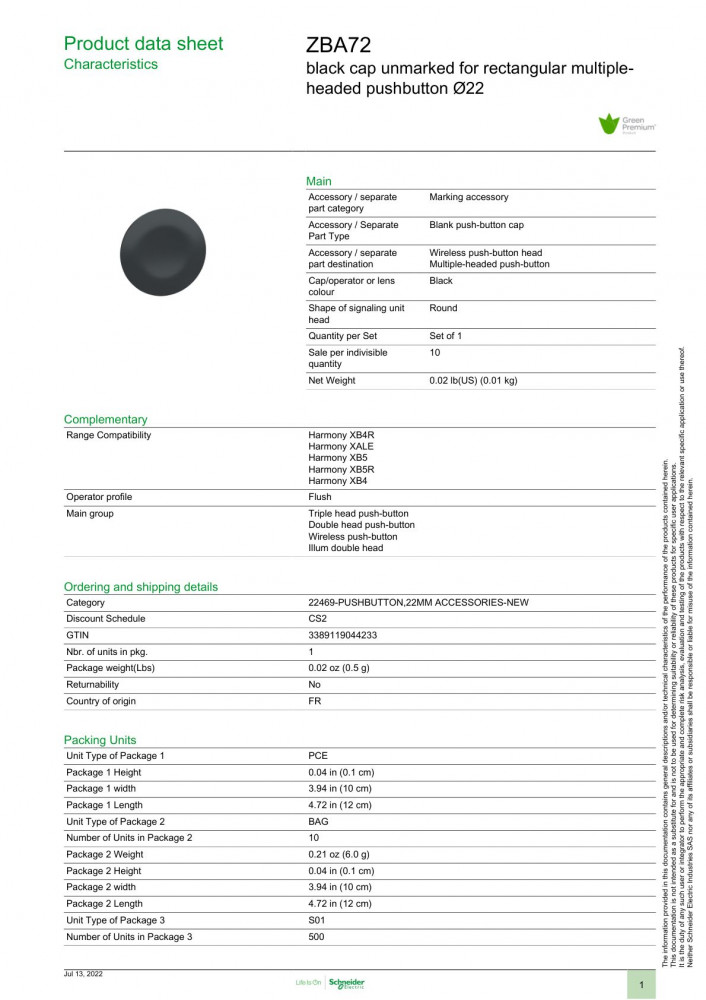 ZBA72 technical document page 1