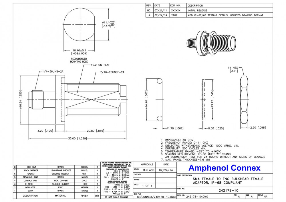 Amphenol 242178-10 technical drawing