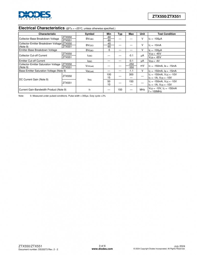 ZTX551 datasheet page 3