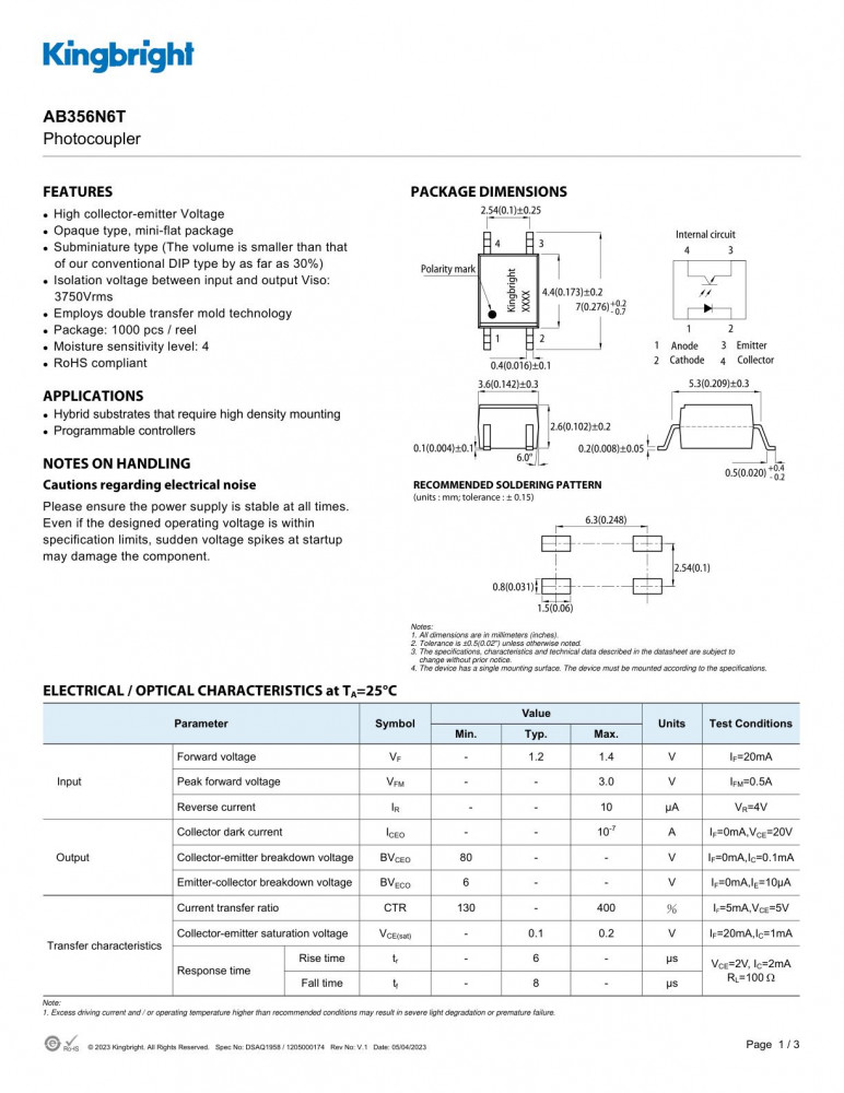 Kingbright AB356N6T datasheet page 1