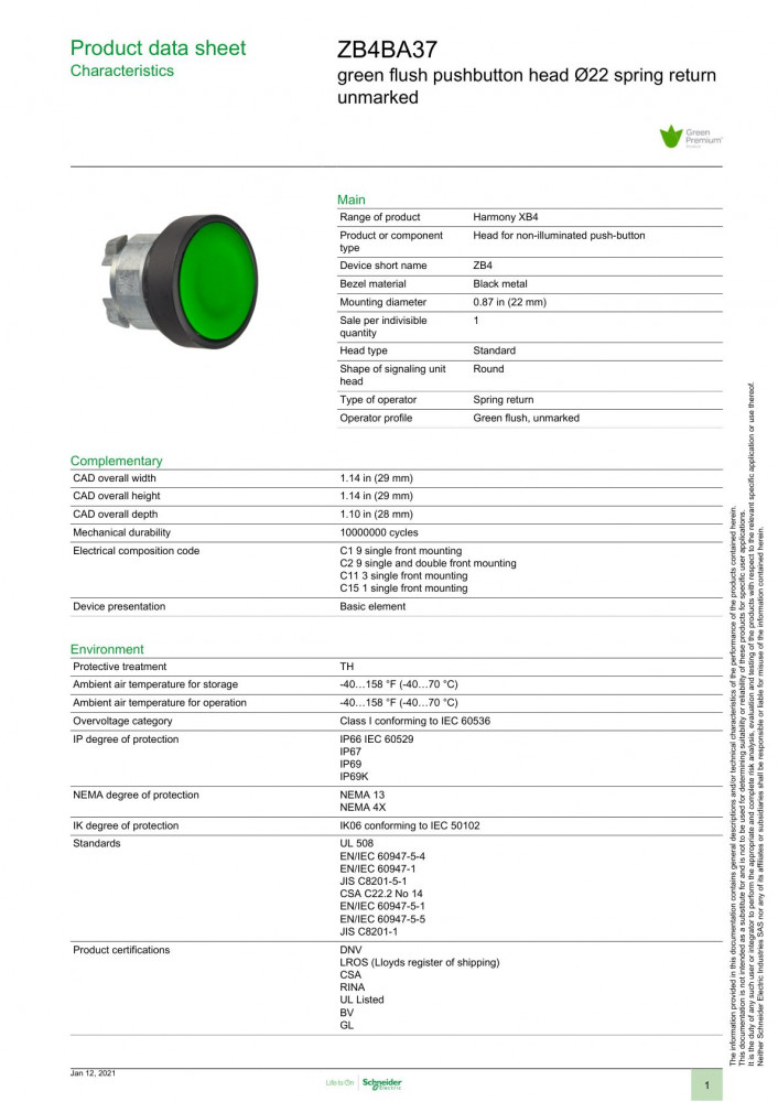 ZB4BA37 technical document page 1