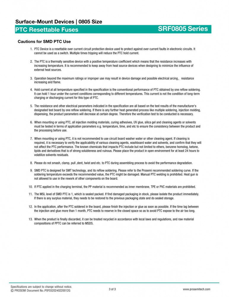 SRF0805P050/24 datasheet page 3