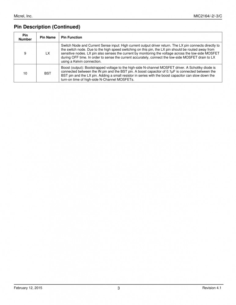 MIC2164C datasheet page 3