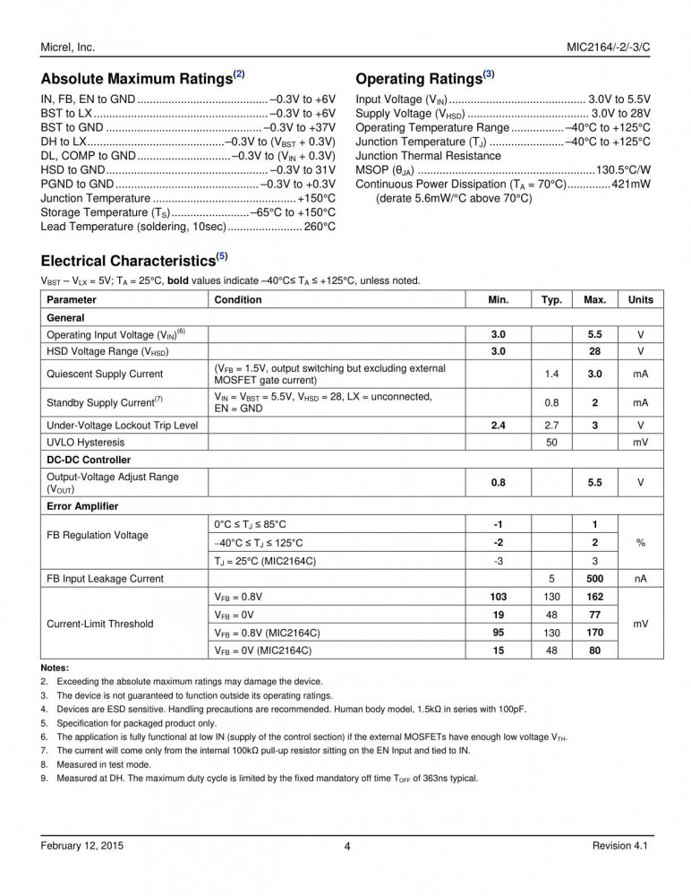 MIC2164C datasheet page 4