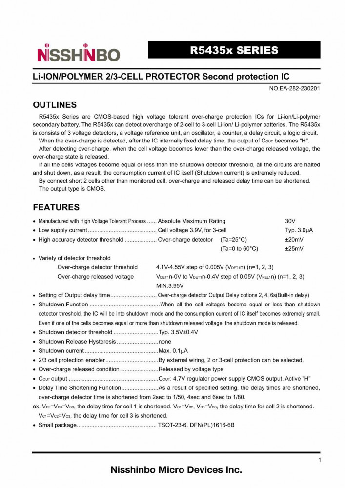 R5435 datasheet page 1
