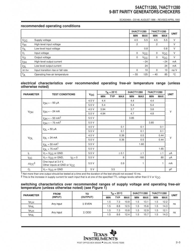 54ACT11280 datasheet page 3