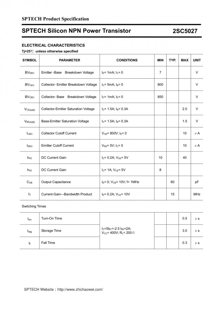 2SC5027 SPTECH datasheet page 2