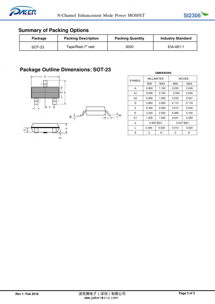 SI2306 datasheet page 3