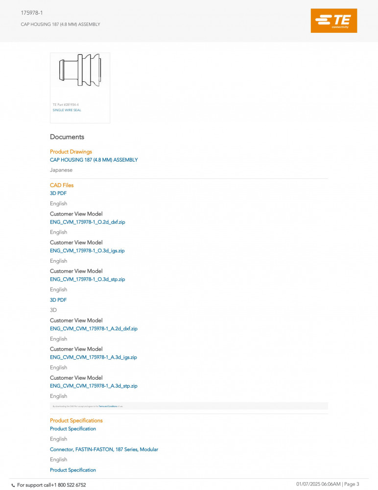 TE Connectivity 175978-1 technical document page 3
