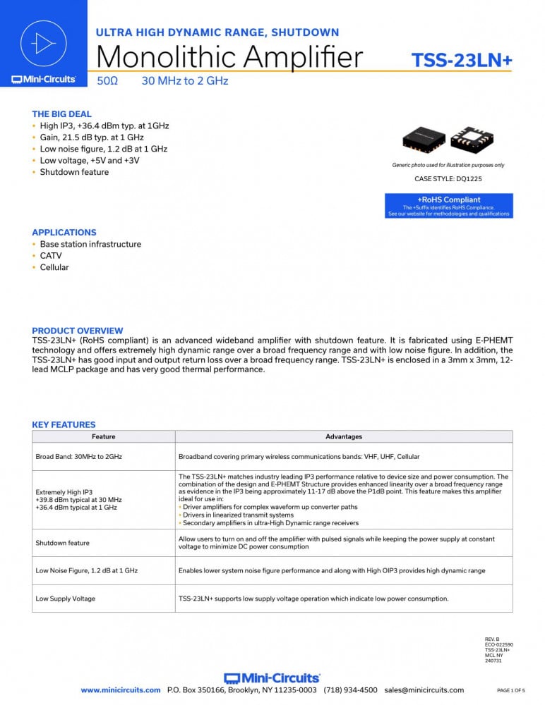 TSS-23LN+ technical document page 1