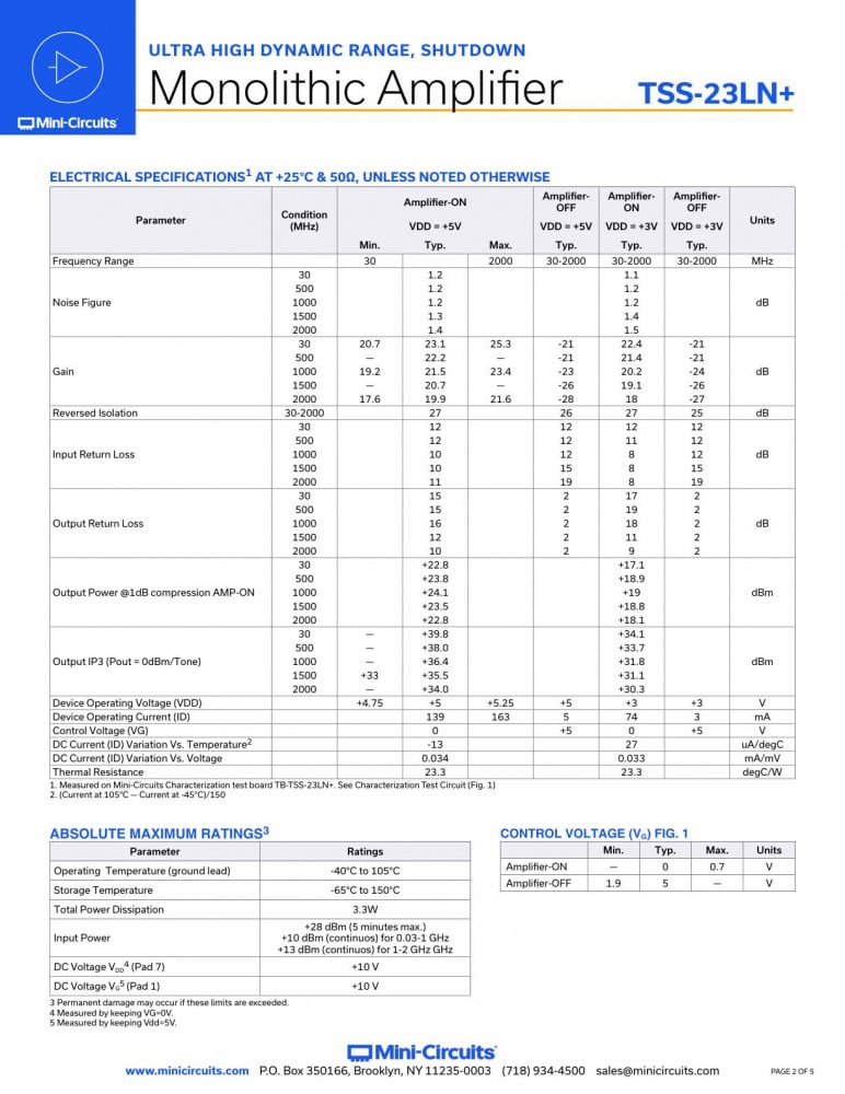 TSS-23LN+ technical document page 2