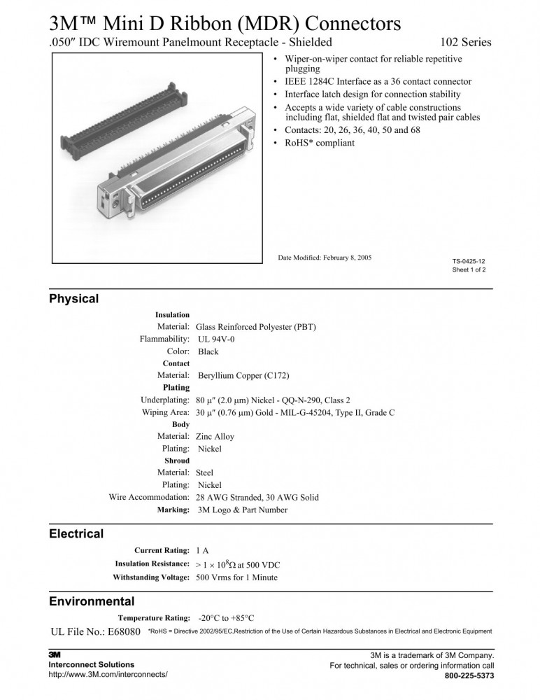 3M 10268-0210EC technical document page 1