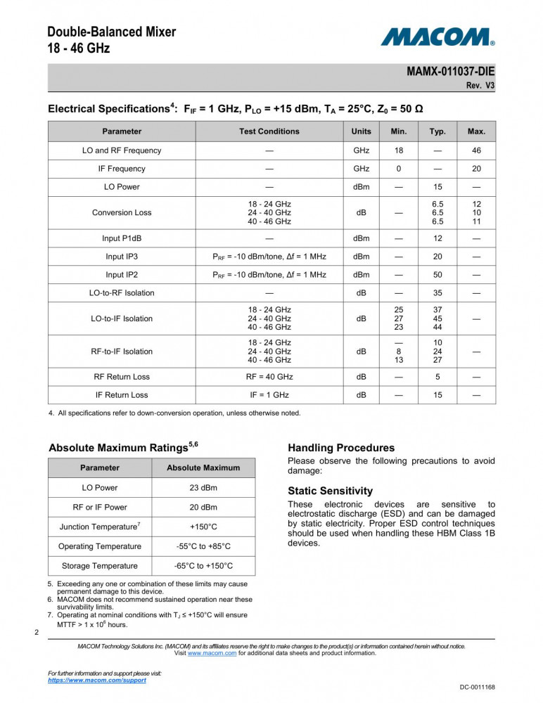 MAMX-011037-DIE datasheet page 2