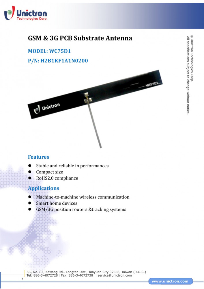 WC75D1 technical document, page 1