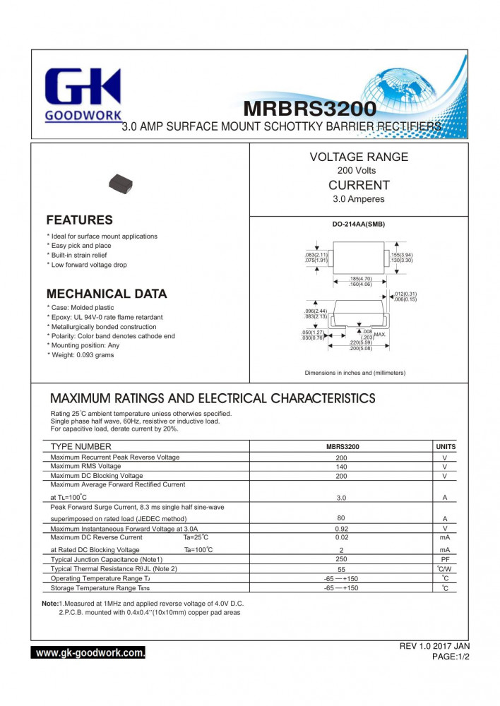 MBRS3200-GK datasheet page 1