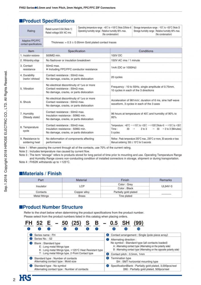 HRS FH52 datasheet page 2