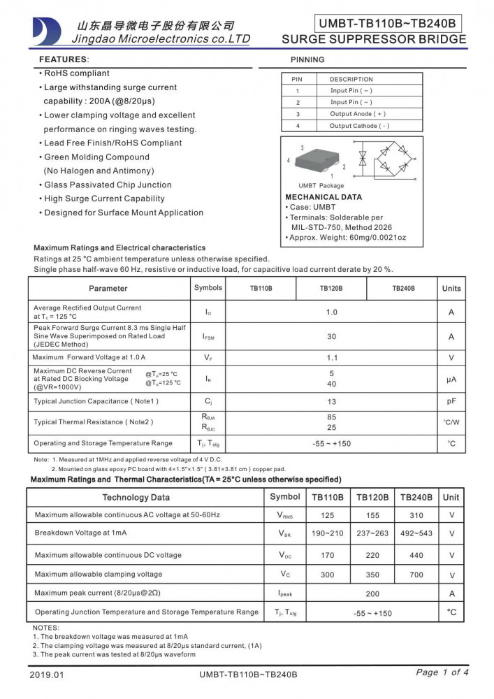 TB120B datasheet page 1