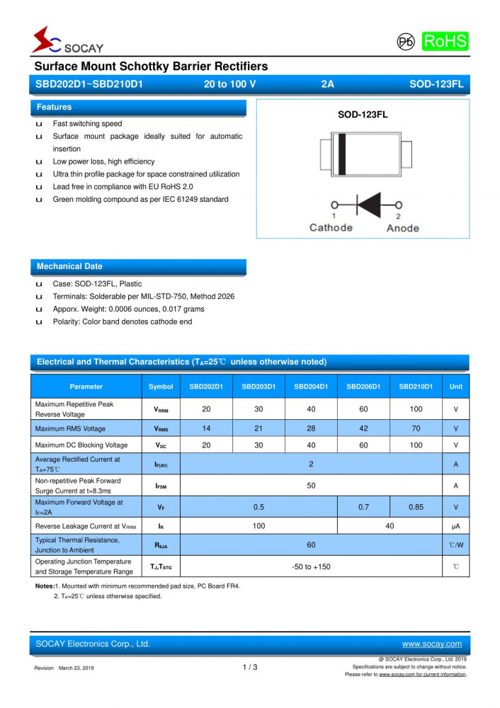 SOCAY SBD206D1 datasheet page 1