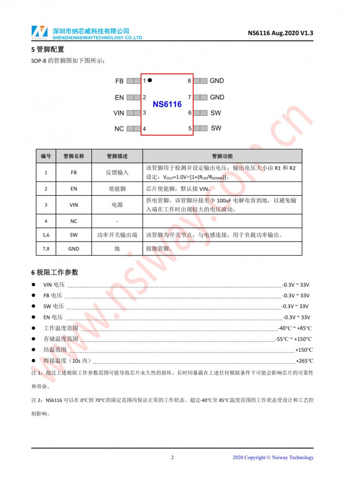 NS6116 datasheet page 2