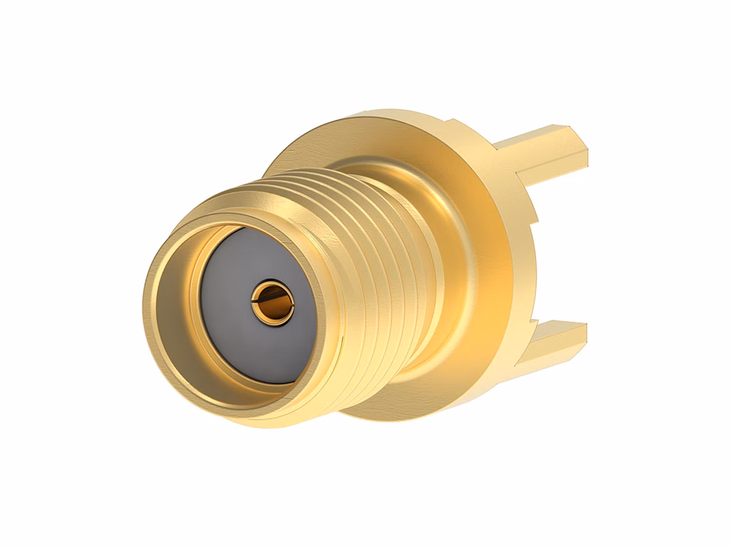 MCX Jack, Straight, PCB Receptacle, Through Hole, Brass Body, Gold (Au) Plated, 2.79mm Leg Length, 50 Ohms
