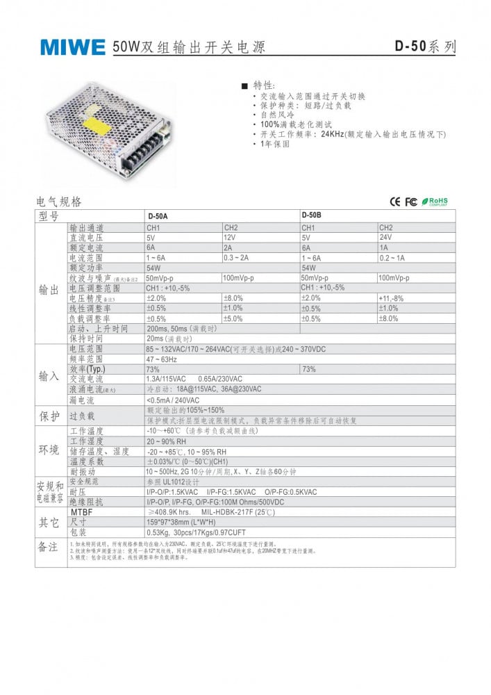MIWE D-50A datasheet page 1