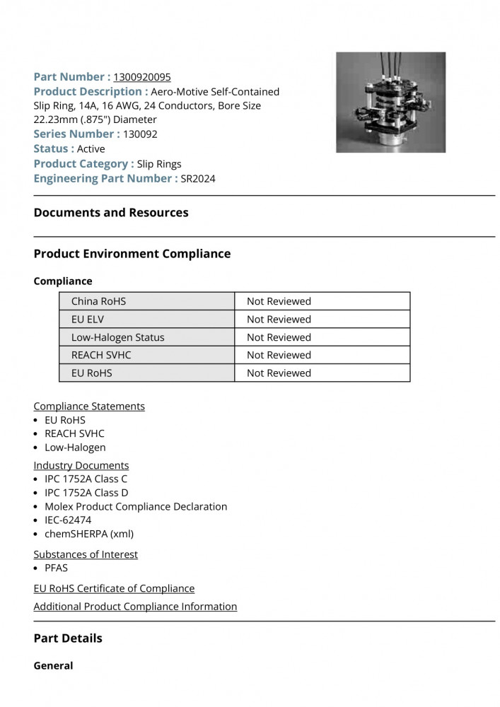 MOLEX 1300920095 product document image 1