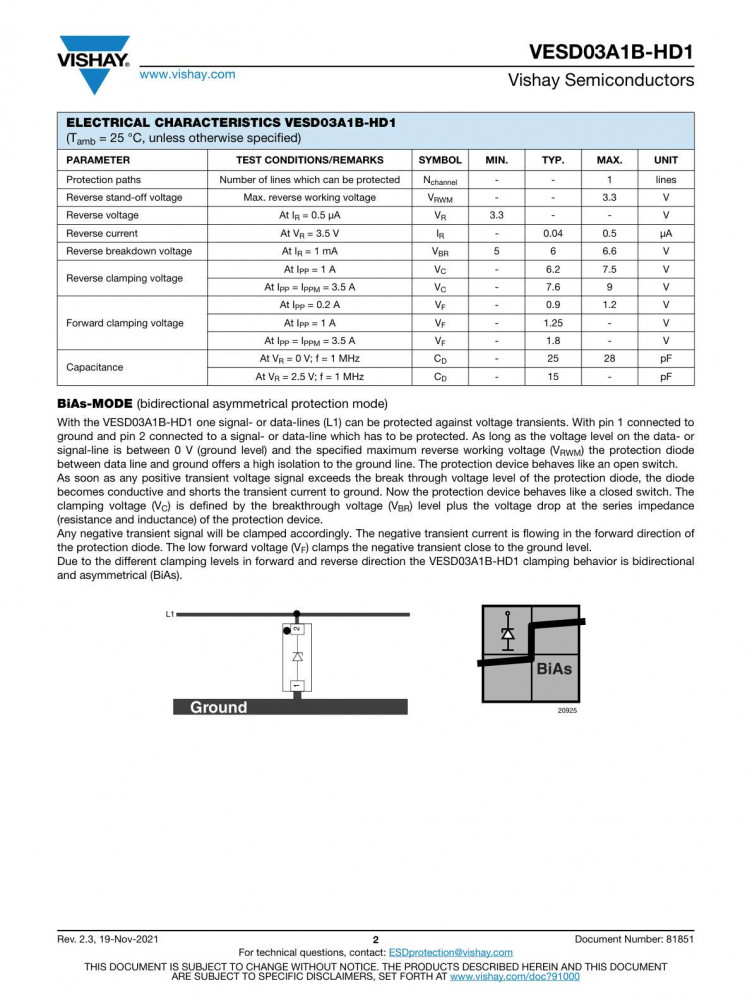 VESD03A1B-HD1 datasheet preview, page 2