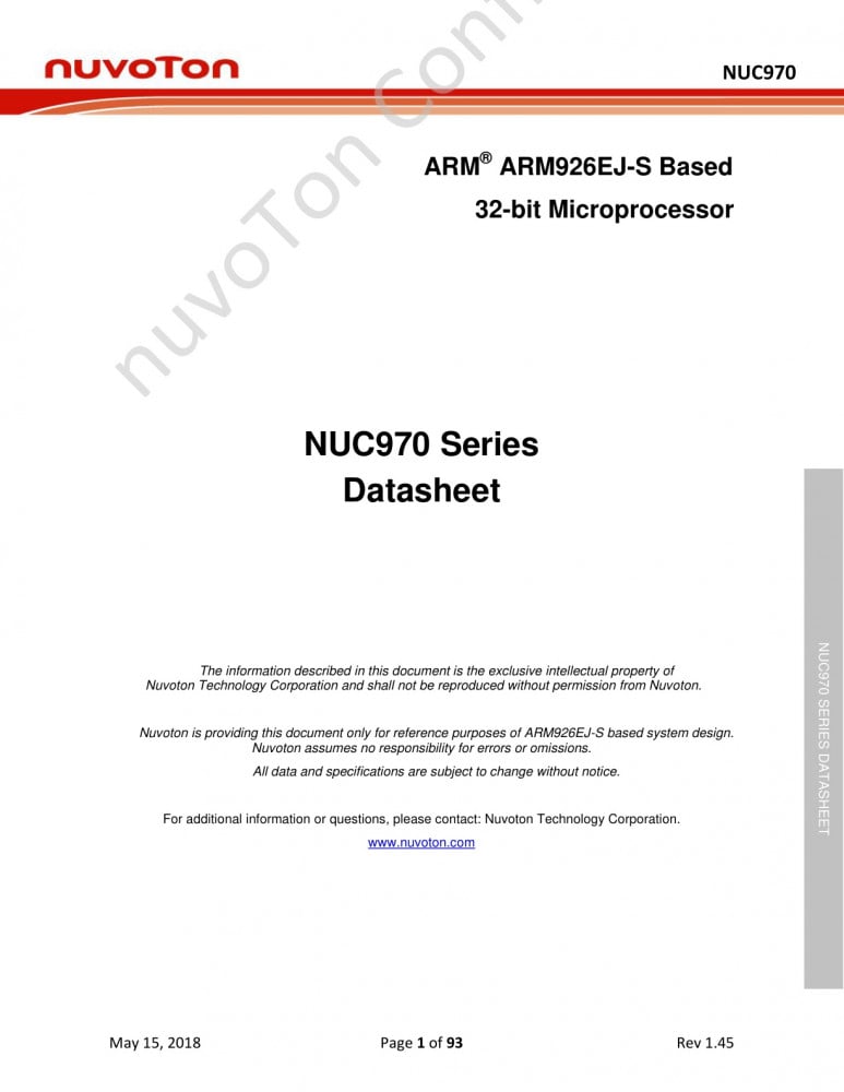 NUC970 datasheet page 1