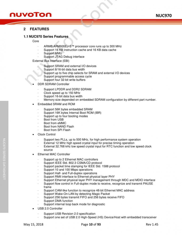 NUC970 datasheet page 10