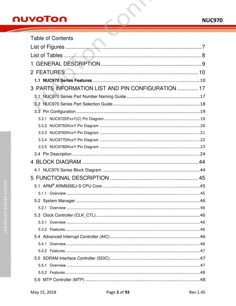 NUC970 datasheet page 2