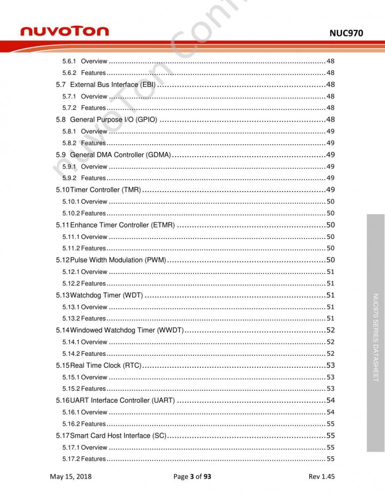 NUC970 datasheet page 3