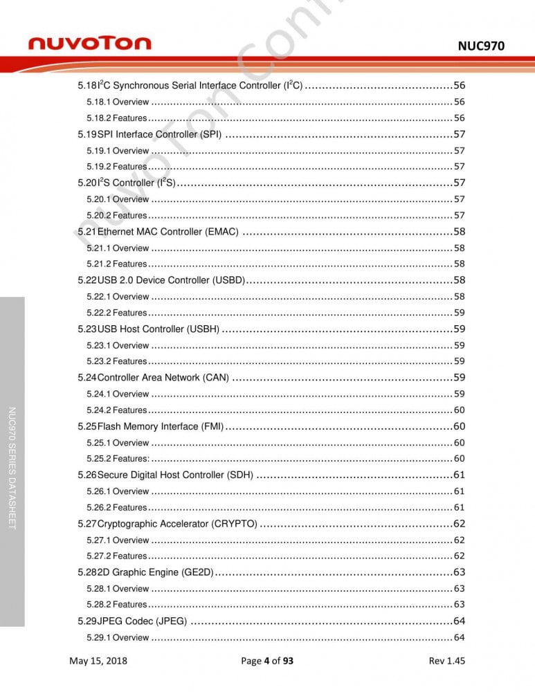 NUC970 datasheet page 4