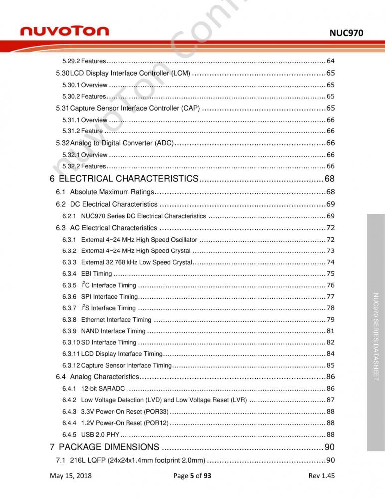 NUC970 datasheet page 5