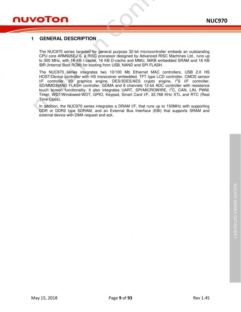 NUC970 datasheet page 9