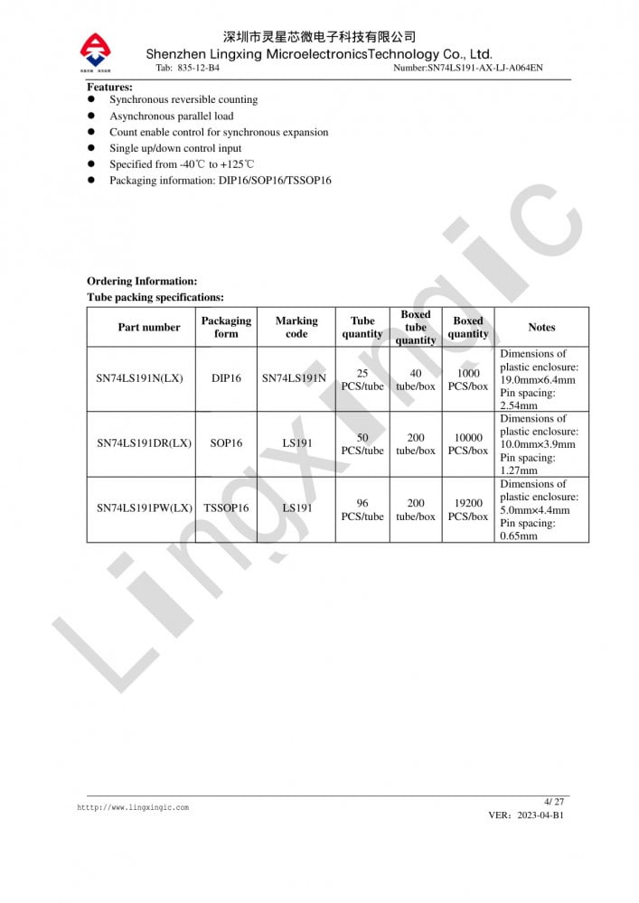 SN74LS191 datasheet page 4