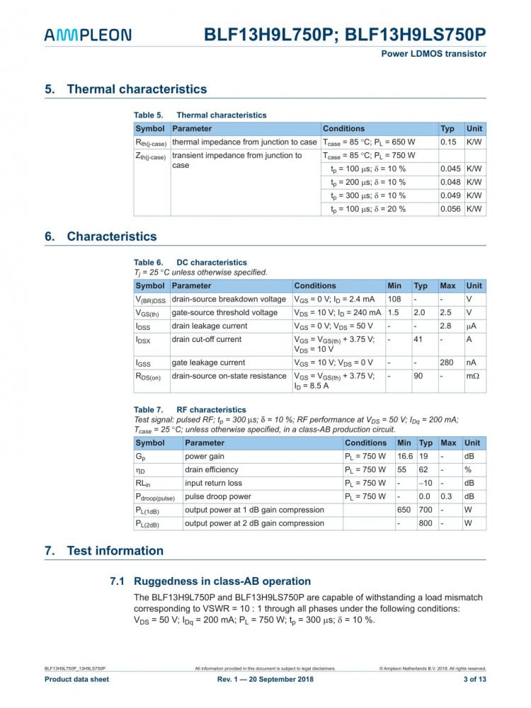 BLF13H9L750PU datasheet page 3