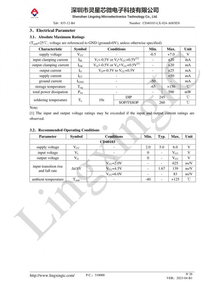 CD40103 datasheet page 9