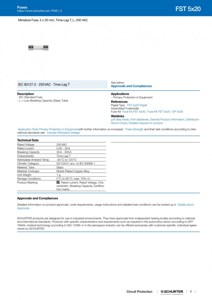 SCHURTER 0034.3114 datasheet page 1