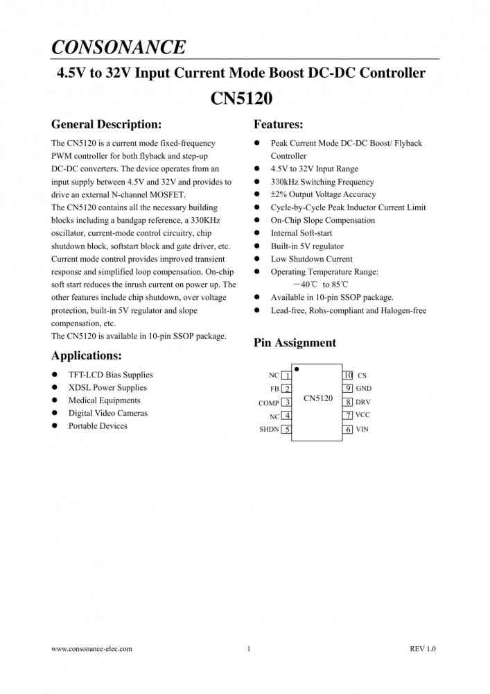 CN5120 datasheet page 1