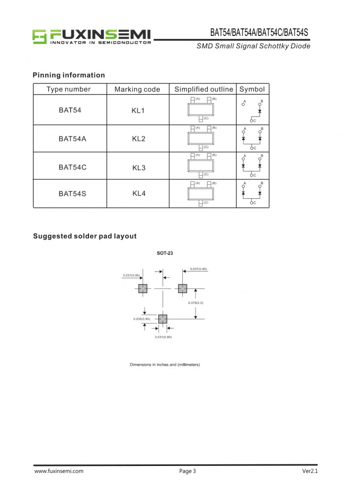 FUXINSEMI BAT54C datasheet page 3