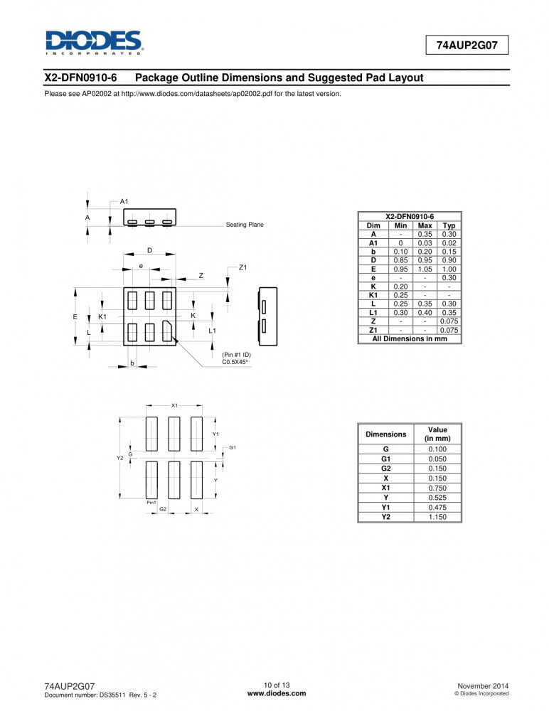 74AUP2G07FZ4-7 datasheet page 10