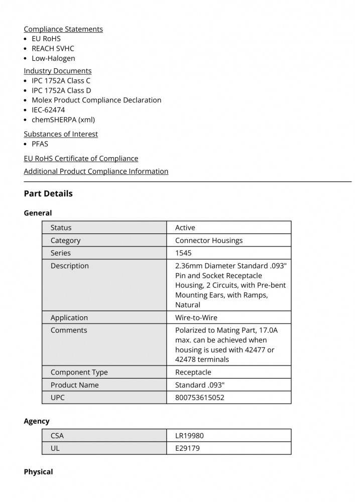 Molex .093 Standard Pin and Socket document page 2