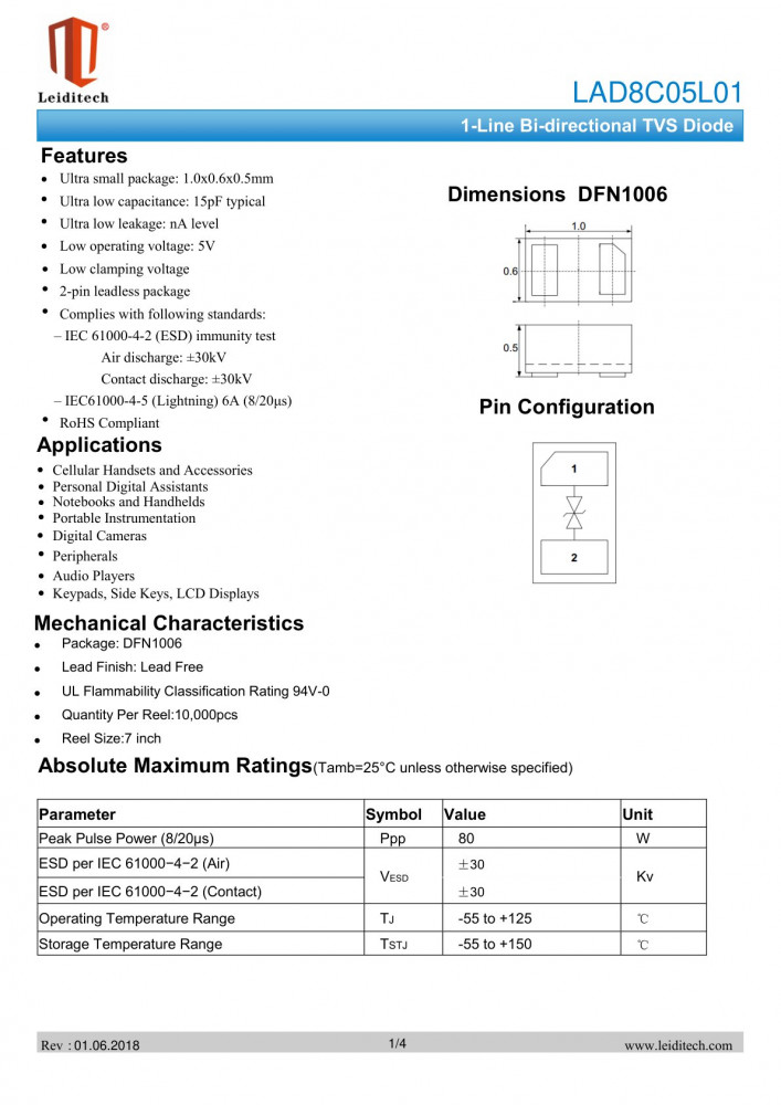 LAD8C05L01 datasheet page 1