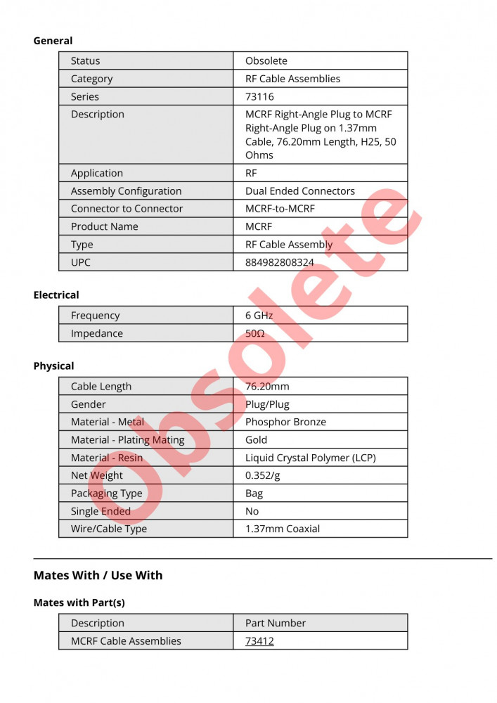 Product document image 2 for Molex 731160040