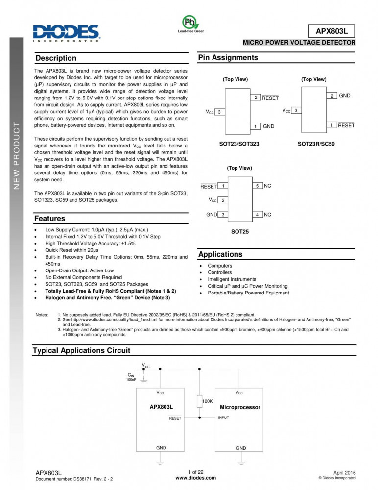 APX803L datasheet page 1
