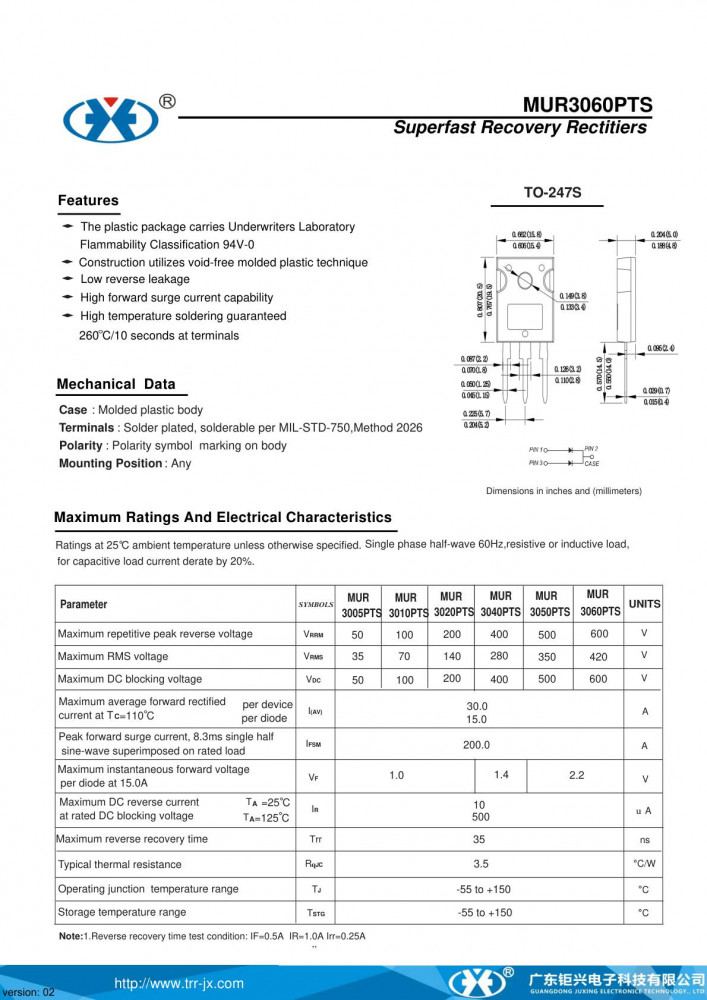 MUR3040PTS datasheet page 1